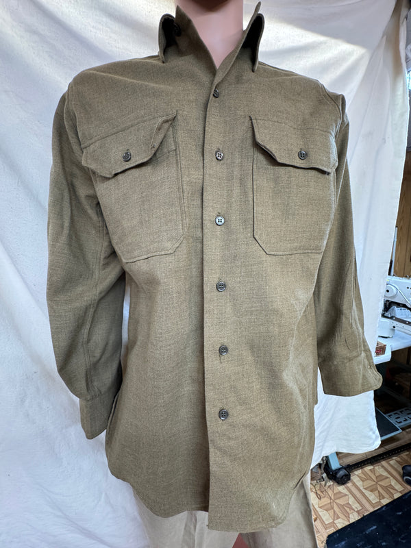WWII US Army OD Flannel Uniform Shirt-DATED - LockNWalkHarness