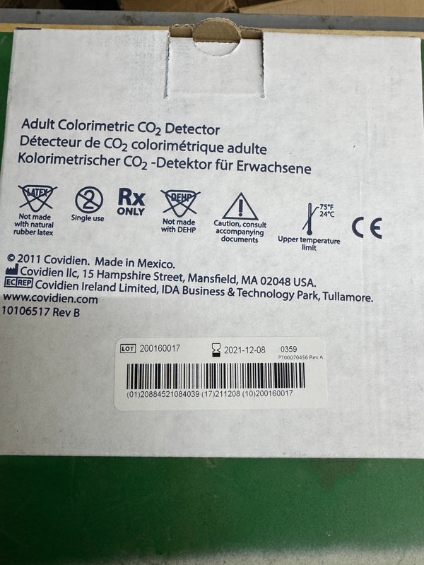 1-Box(6)Covidien Adult Colorimetric CO2 Detector Adult 15 kg ...