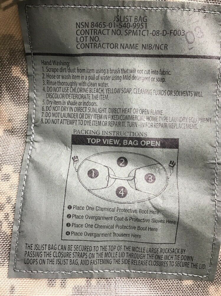 US Military JSLIST Nuclear, Biological, Chemical (MOPP) Suit, Coat/Tro ...