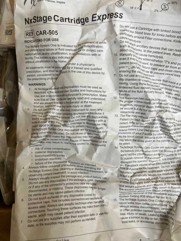 CAR-505 - NxStage Express Cartridges - BOX of 6 Units) - New Sealed ...