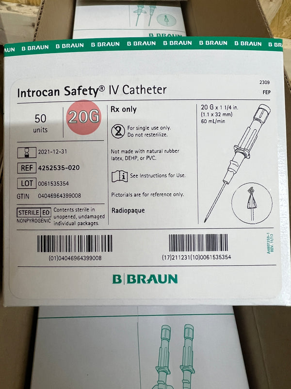 Braun Introcan C a t h IV 20 x 1 1/4inch 60ml/min - LockNWalkHarness