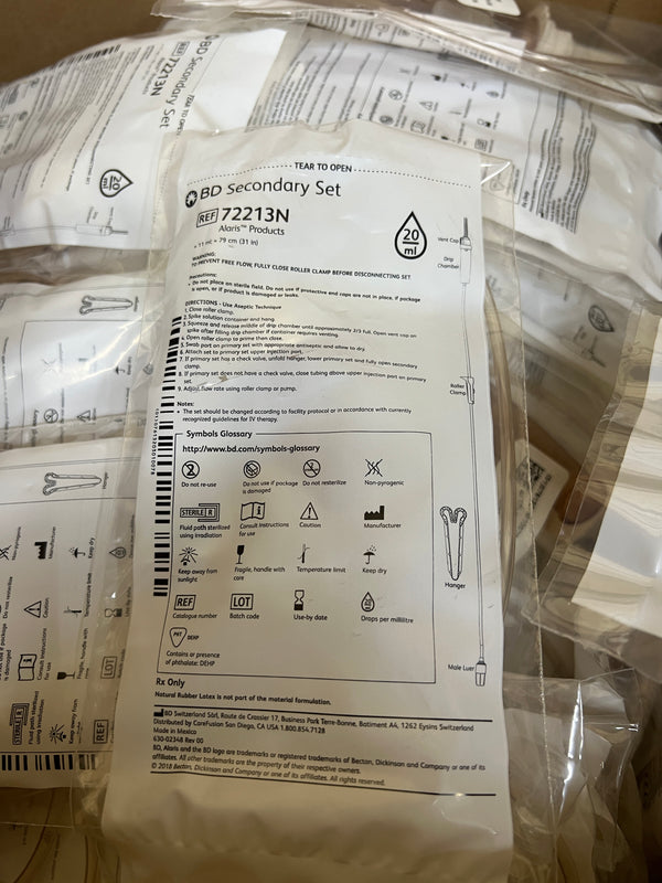 BD secondary set 20 drop Luer connector Hanger vented/non vented ...